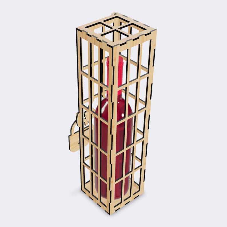 Wine Gift Box in Prison. Laser Cut Files SVG, DXF, CDR Vector Plans ...