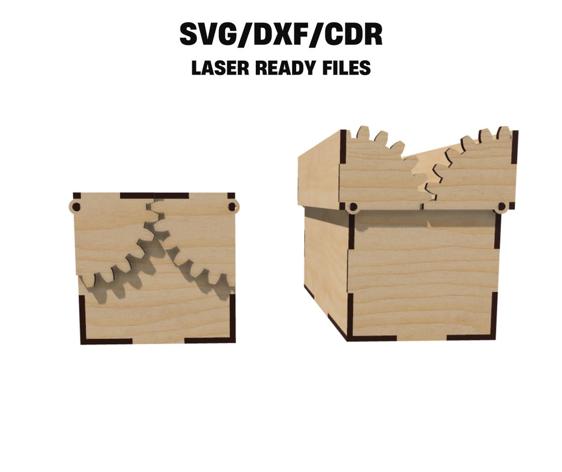 Box With Doors on Gears. Laser Cut Files SVG DXF CDR Vector Plans ...