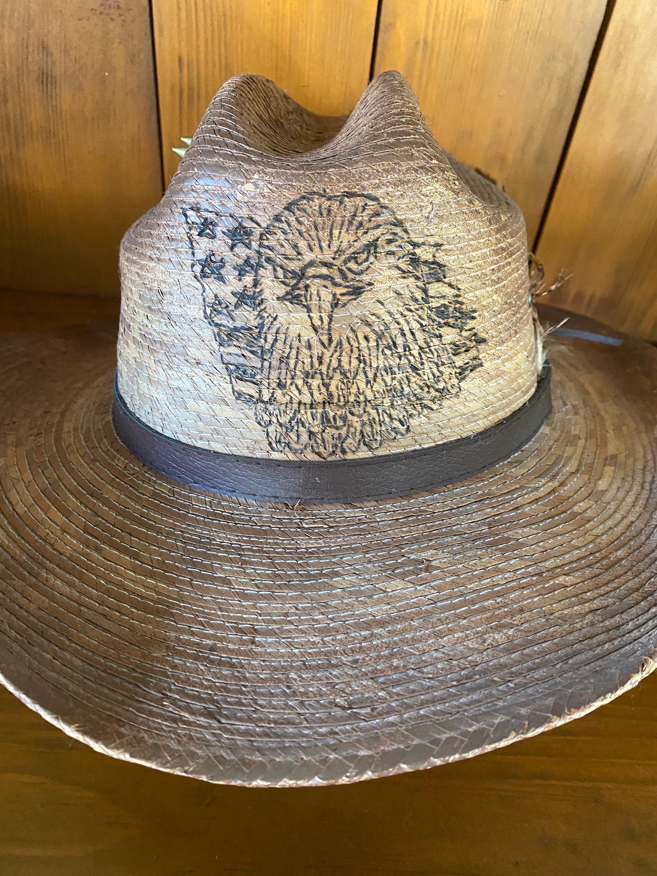Palm Leaf Cow Boy Hat by Gold Coast - Etsy
