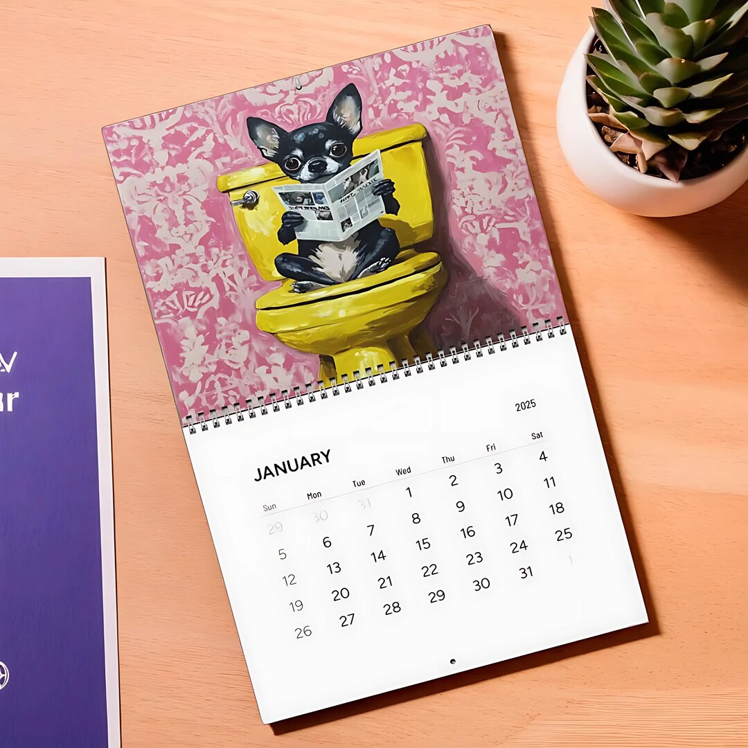 2025 Dog-themed Calendar Funny Dog Calendar 2025 2025 Dogs on Toilet ...