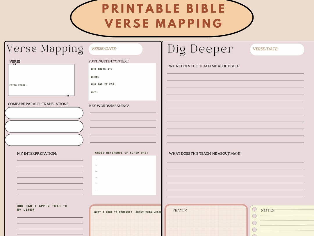 Printable Cute Verse Mapping for Studying the Bible Template and ...