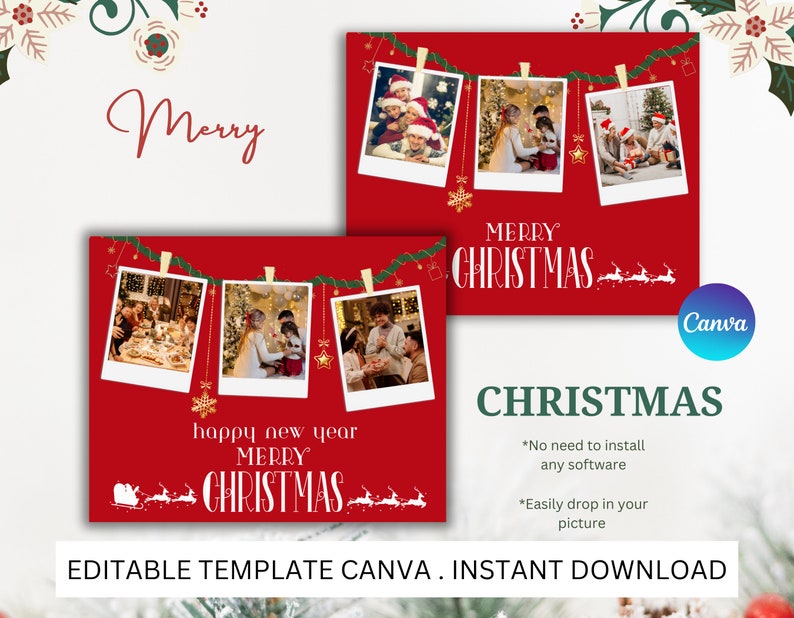 Editable Christmas Card, Printable Christmas Card, Canva Christmas Card ...
