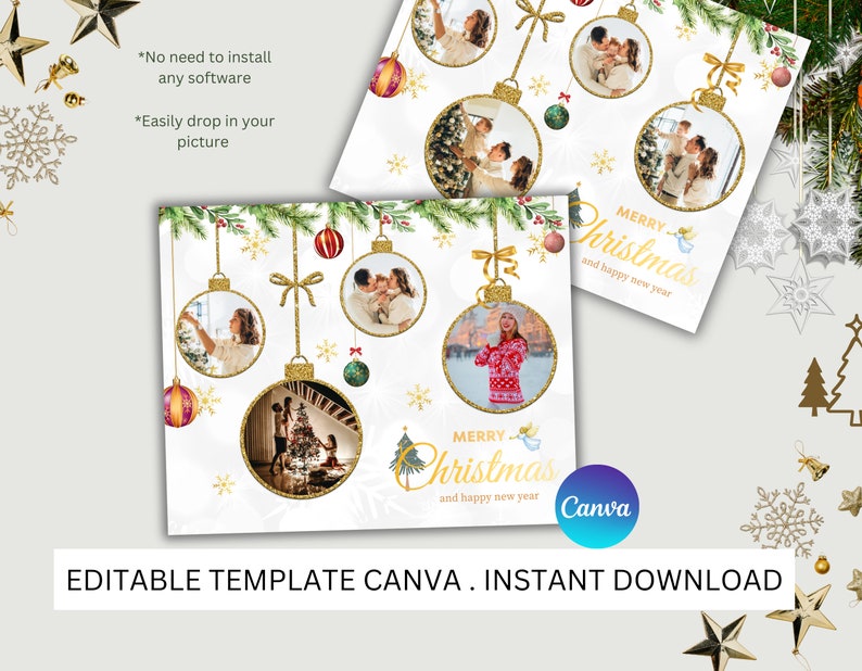 Editable Christmas Card, Printable Christmas Card, Canva Christmas Card ...