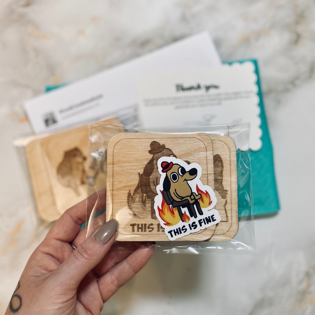 Meme Gif, Laser Engraved Wood Coaster, Meme Sticker, Present for Bestie ...