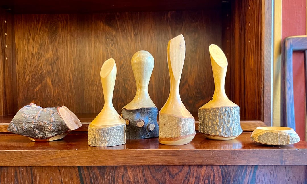 Group of Six Wood “sample” Wood Objects by Master Artist Bill Haskell ...