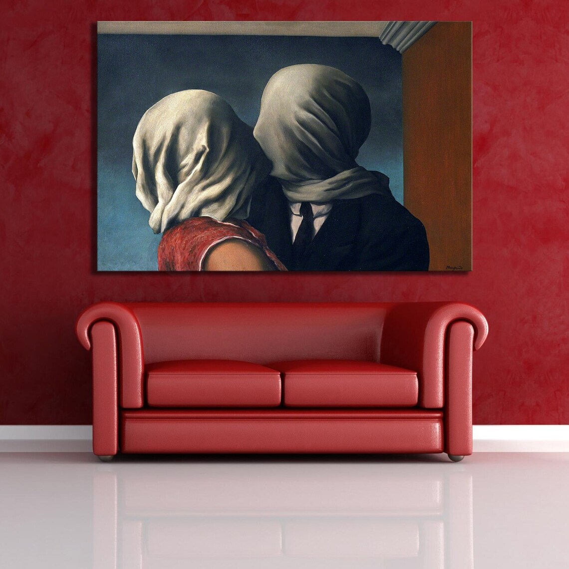 Lovers Rene Magritte Canvas Print Reproduction Surrealism Wall Art ...