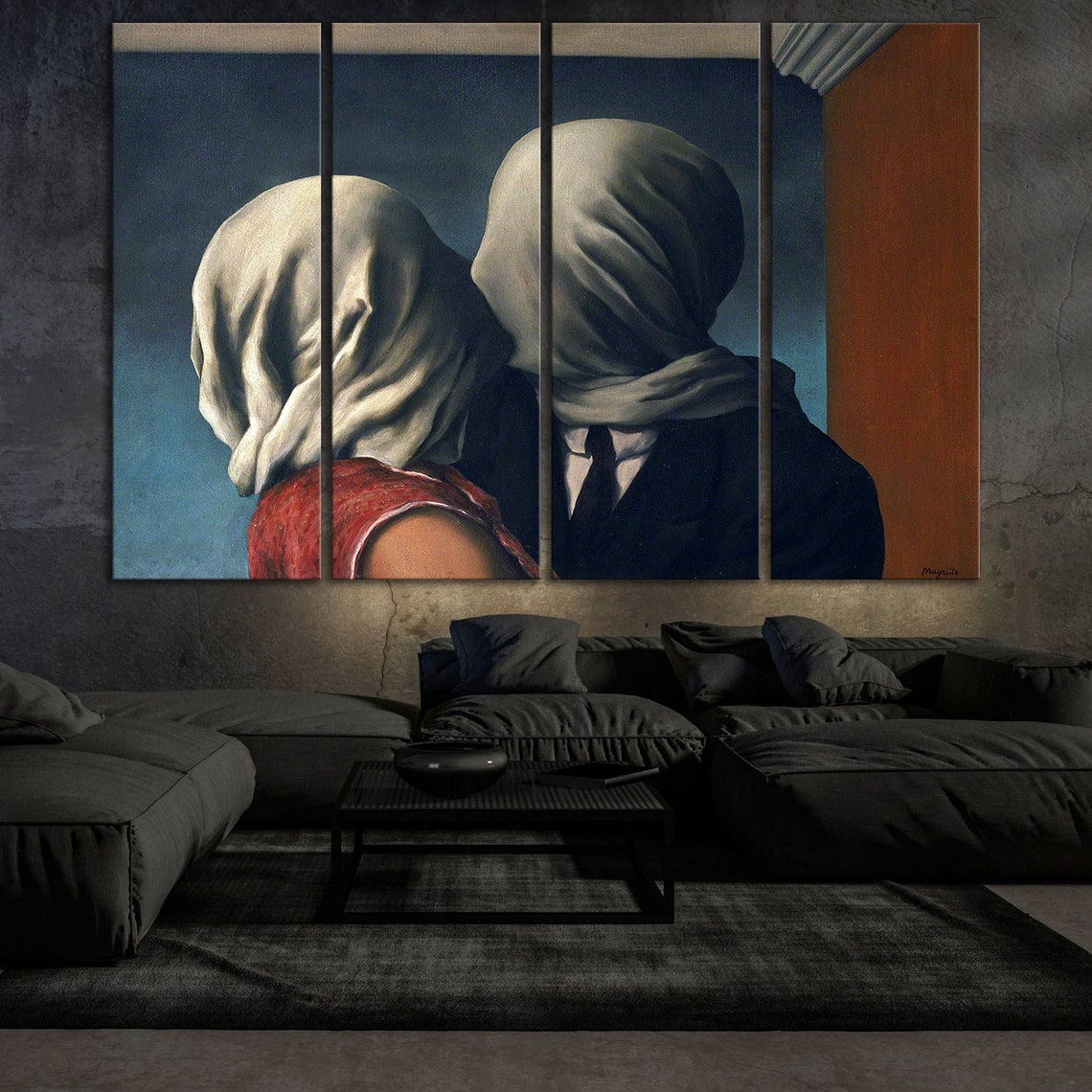 Lovers Rene Magritte Canvas Print Reproduction Surrealism Wall Art ...