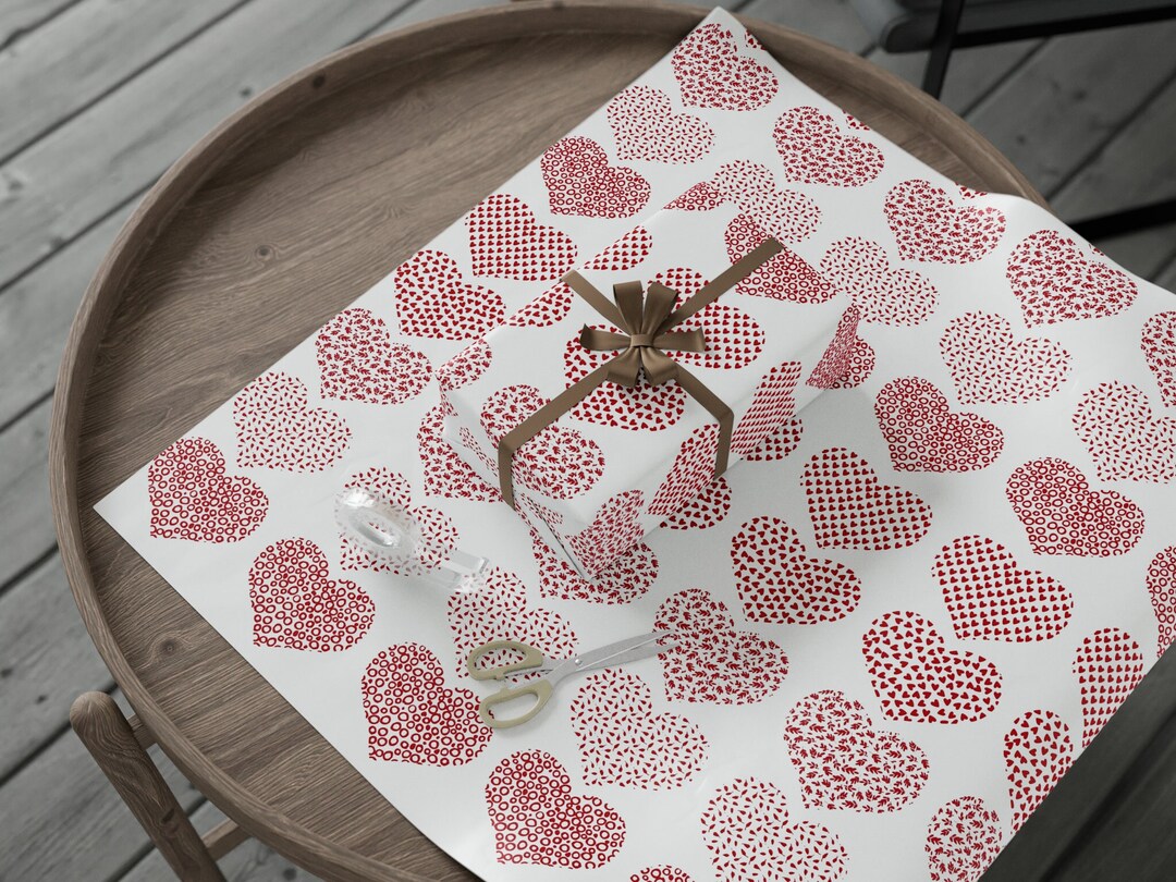 Red Hearts Love Wrapping Paper | Digital Wrapping Sheets | Valentines ...