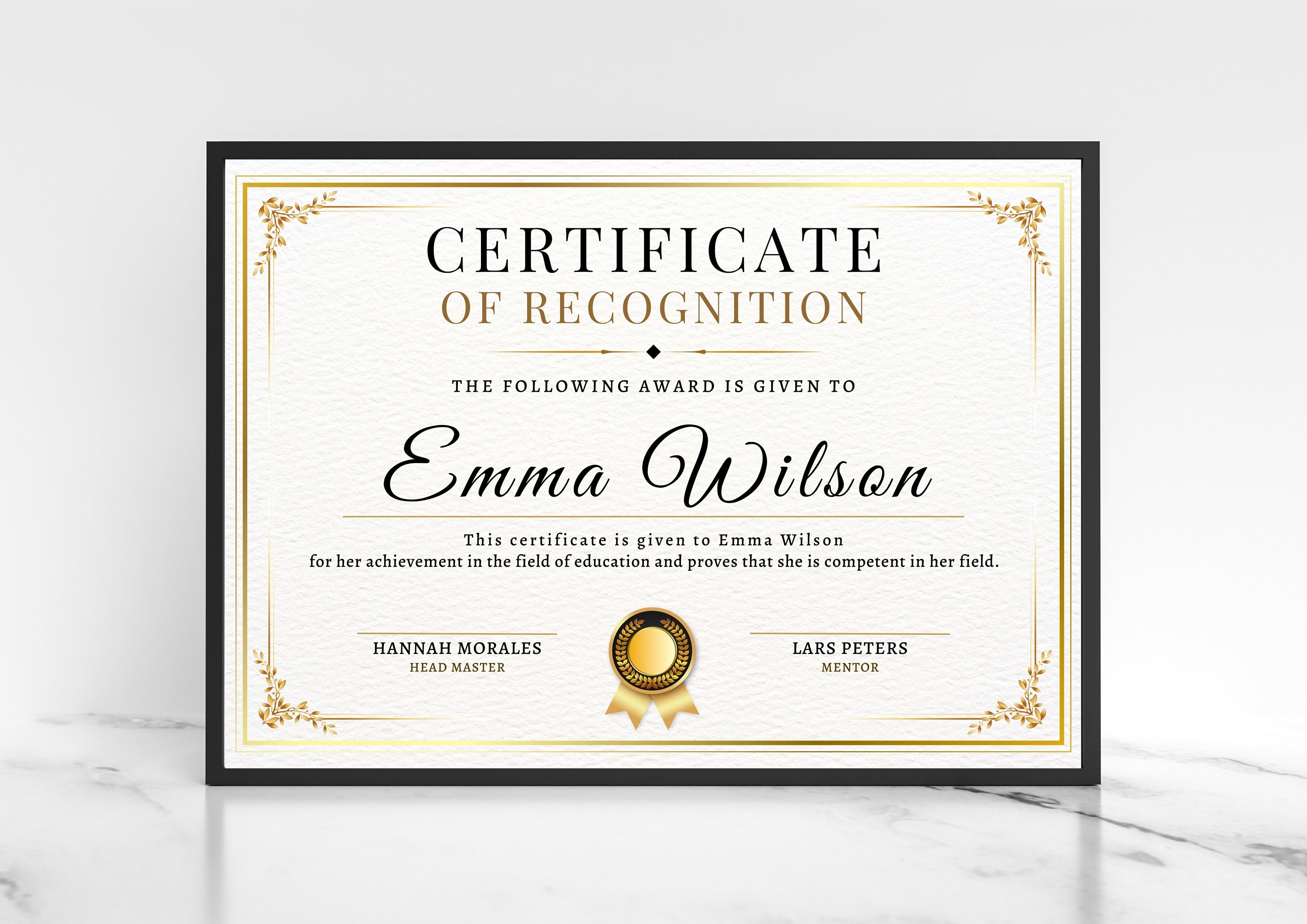 Editable Certificate of Recognition Template - Personalized ...
