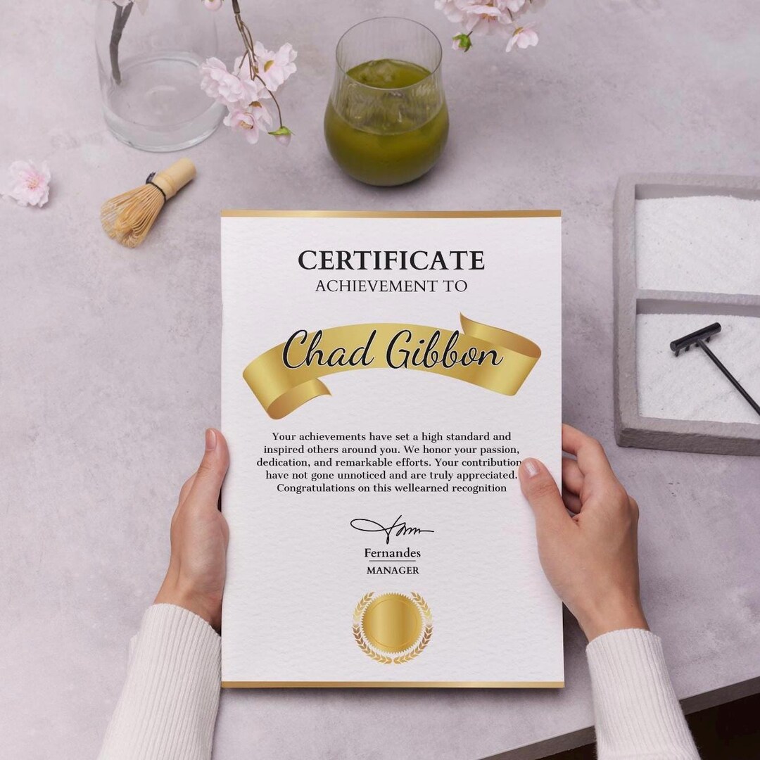 Custom Certificate of Achievement – Personalized Gold Diploma ...