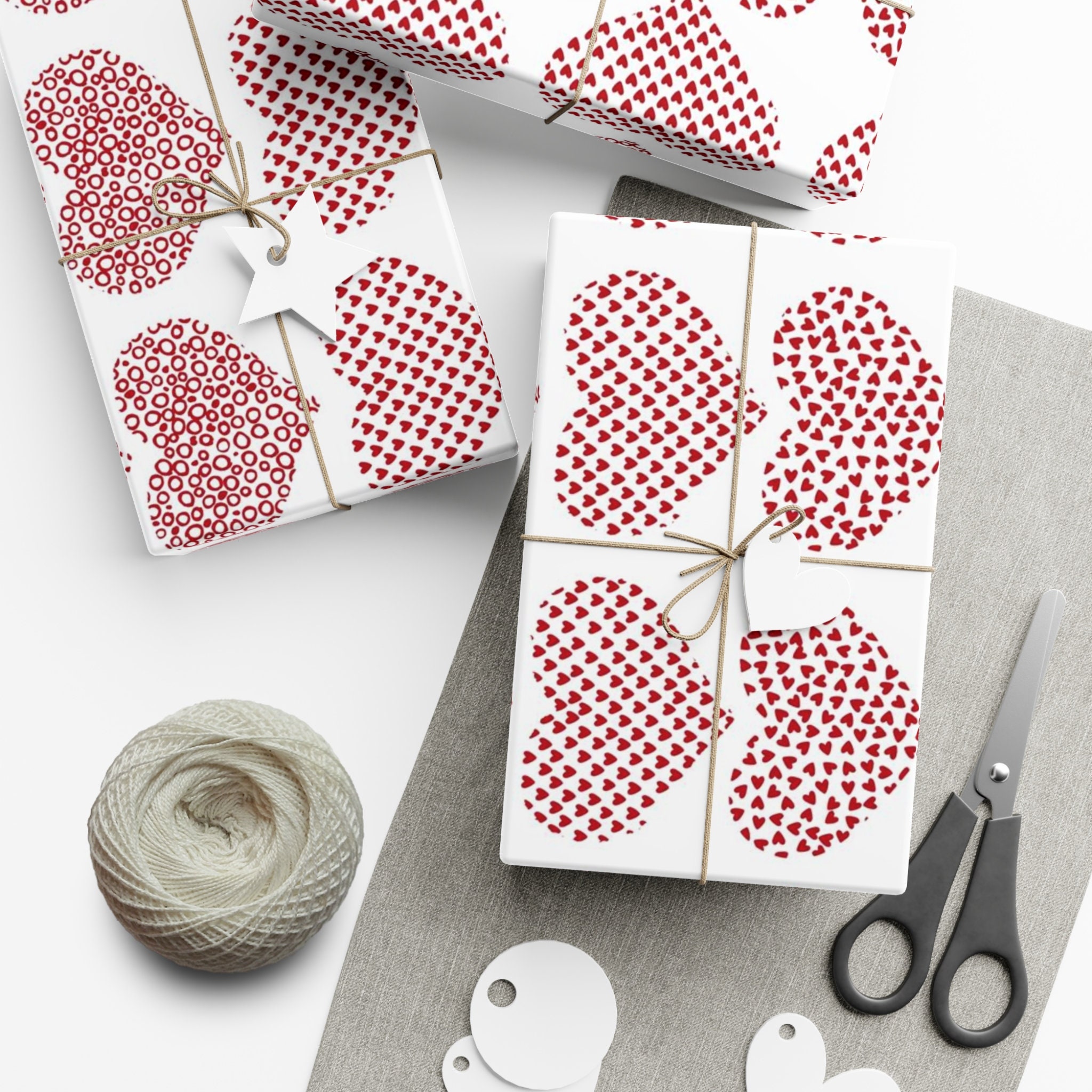 Red Hearts Love Wrapping Paper | Digital Wrapping Sheets | Valentines ...
