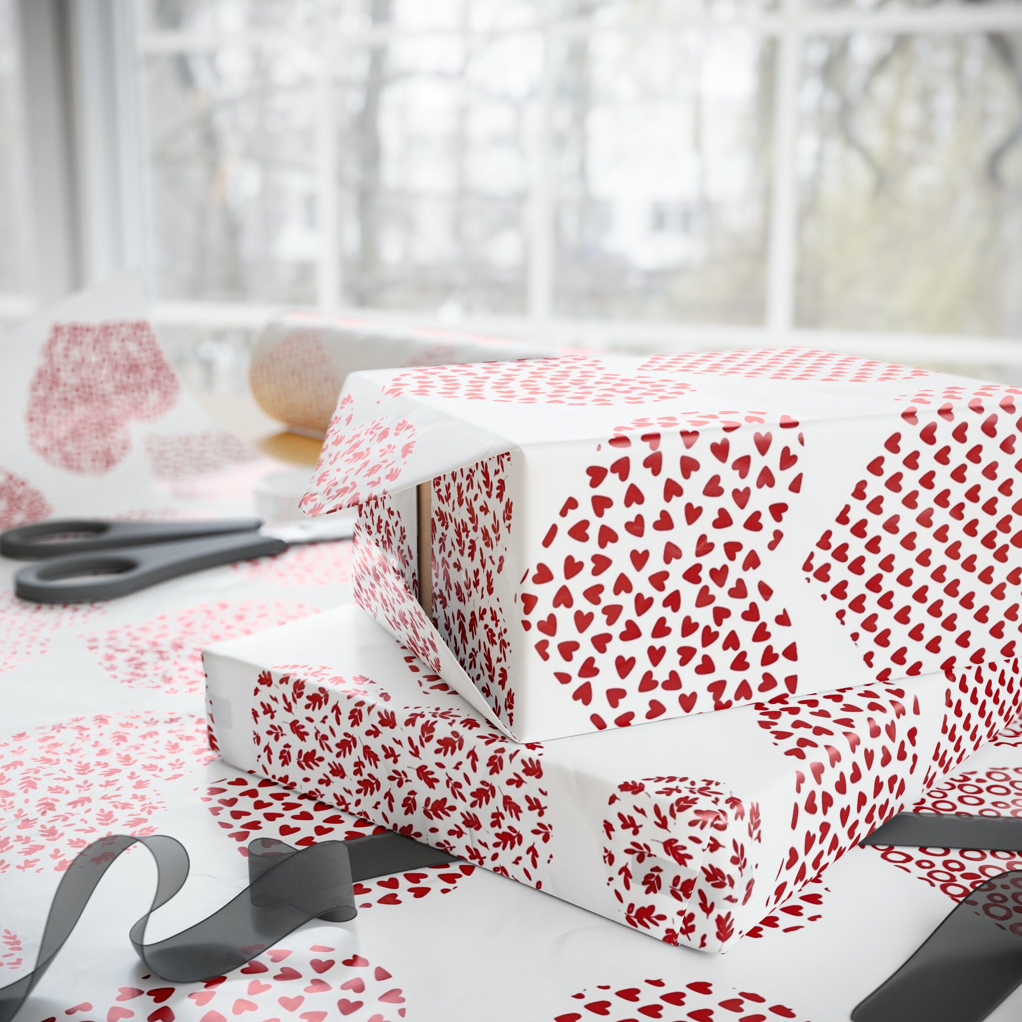 Printable Red Love Hearts Wrapping Paper | Digital Wrapping Sheet ...