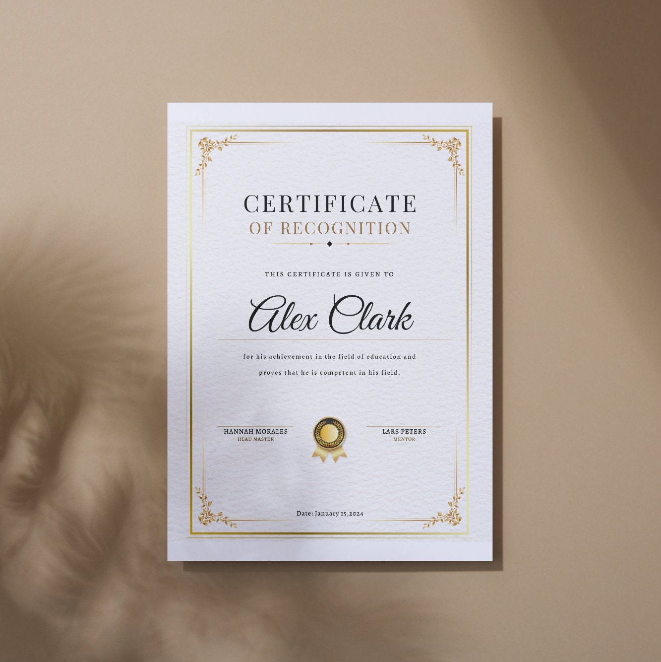 Editable Certificate of Recognition Template Personalized & Printable ...