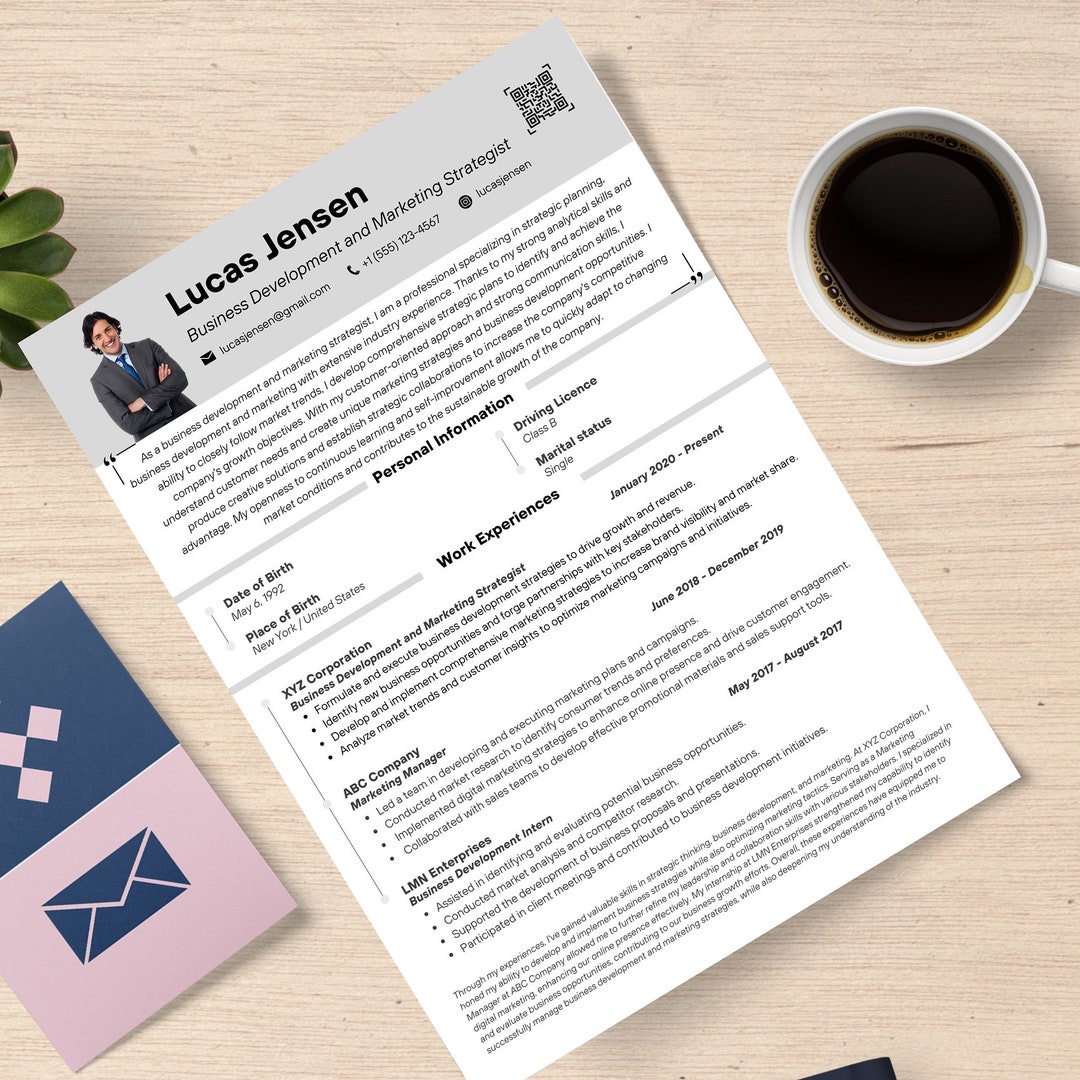 Editable Resume Template Professional CV Template Easy to Edit Resume PDF 2 Pages Custom CV ...