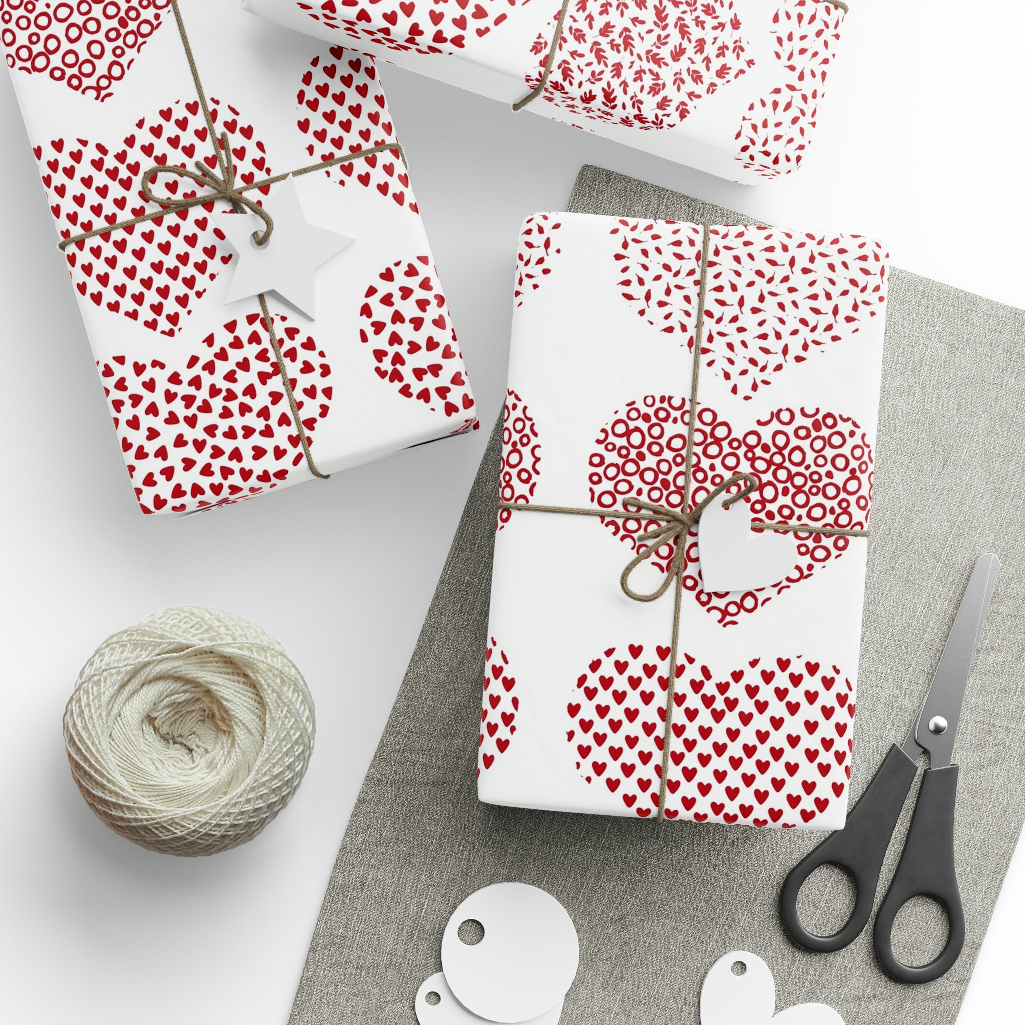 Red Hearts Love Wrapping Paper Digital Wrapping Sheets Valentines Day ...