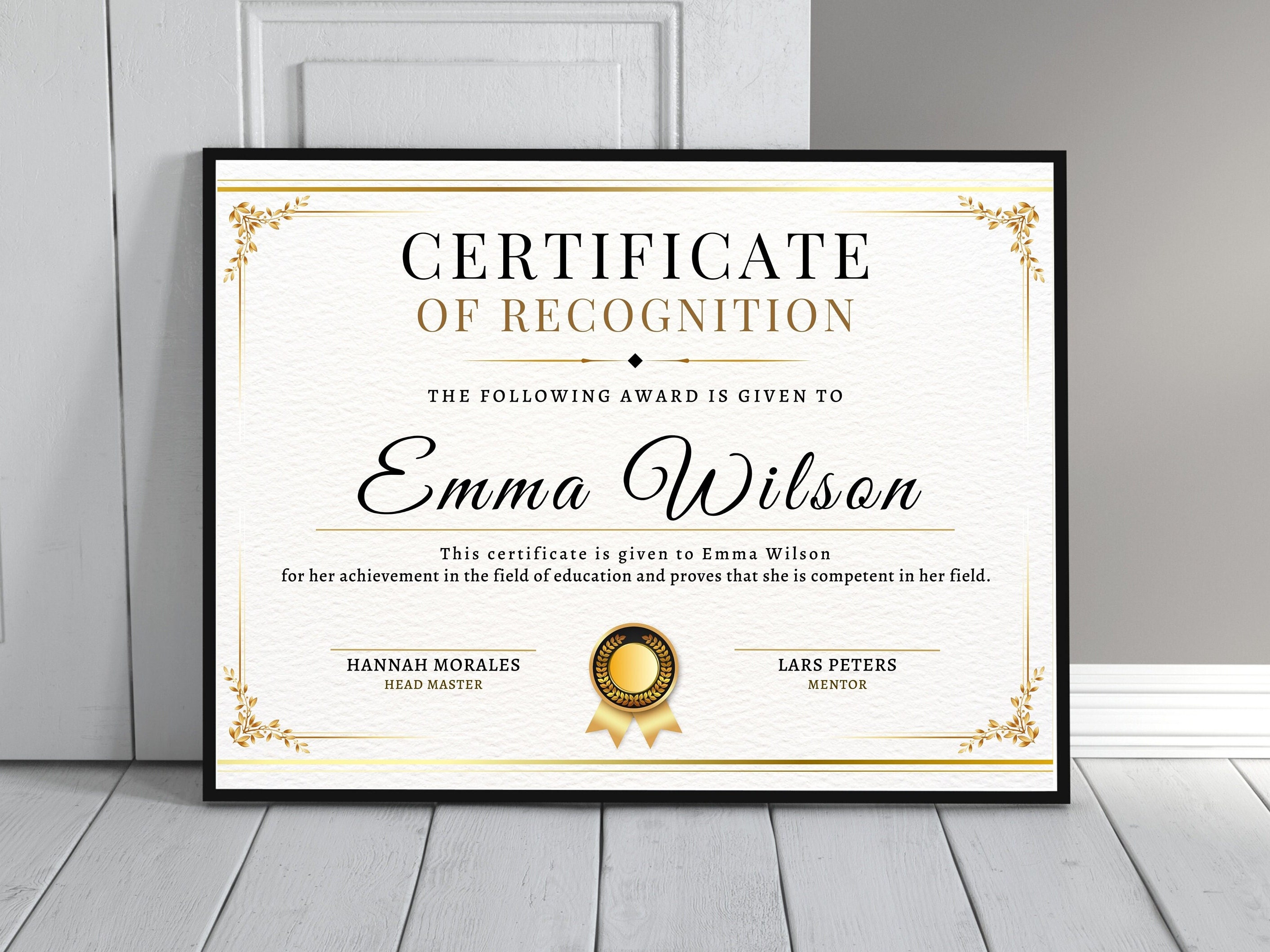 Editable Certificate of Recognition Template - Personalized ...