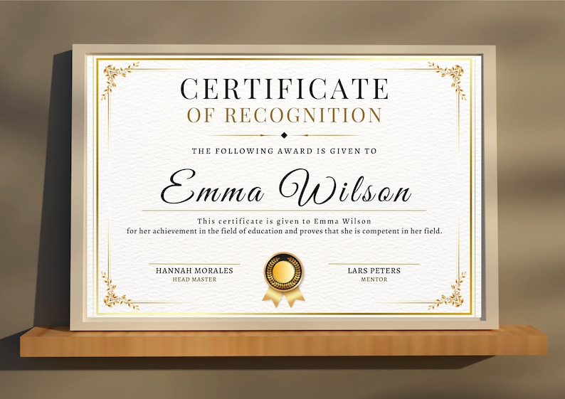 Editable Certificate of Recognition Template - Personalized ...