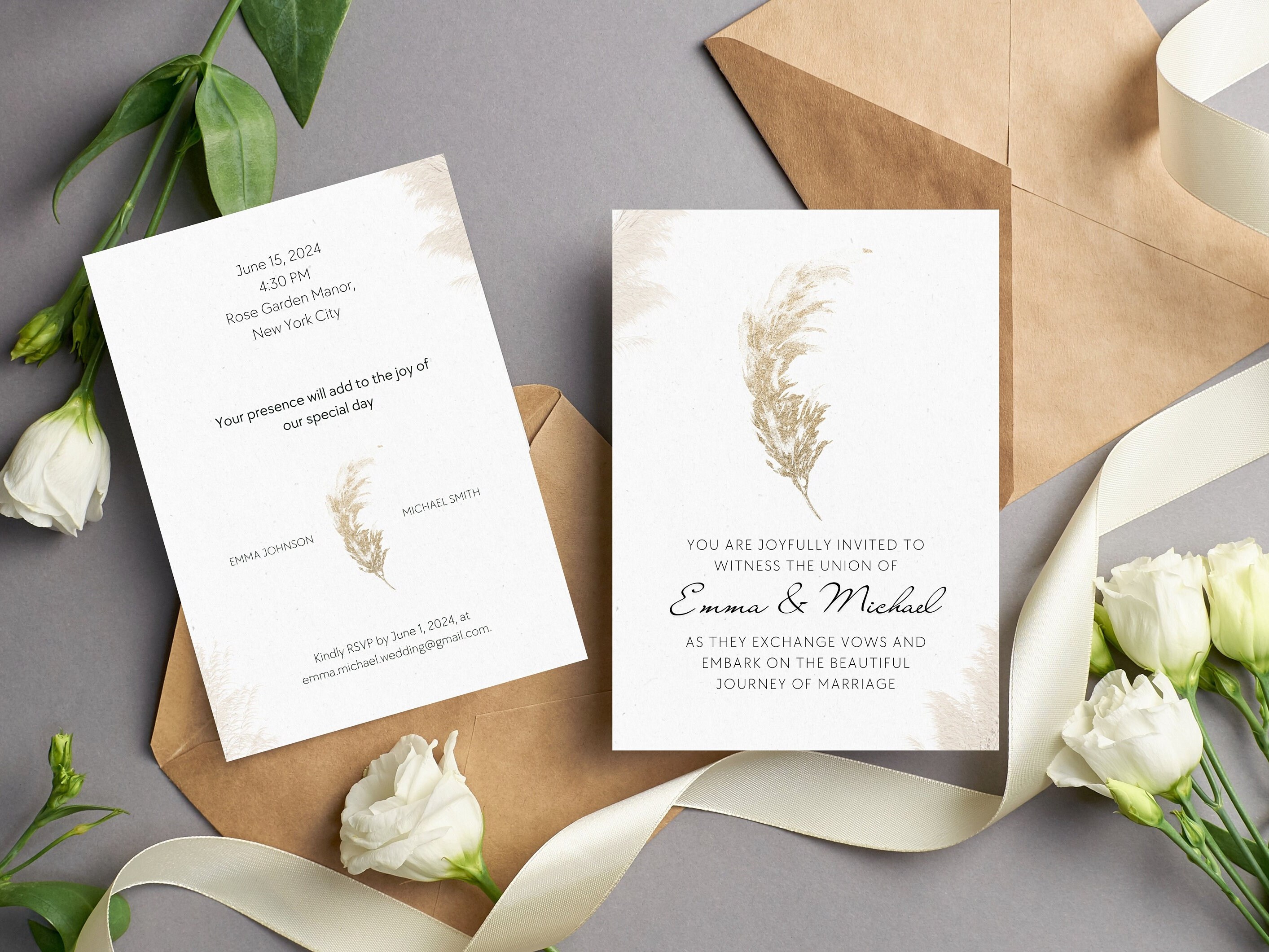 Editable Wedding Invitation Template Elegant Minimalist Wedding ...