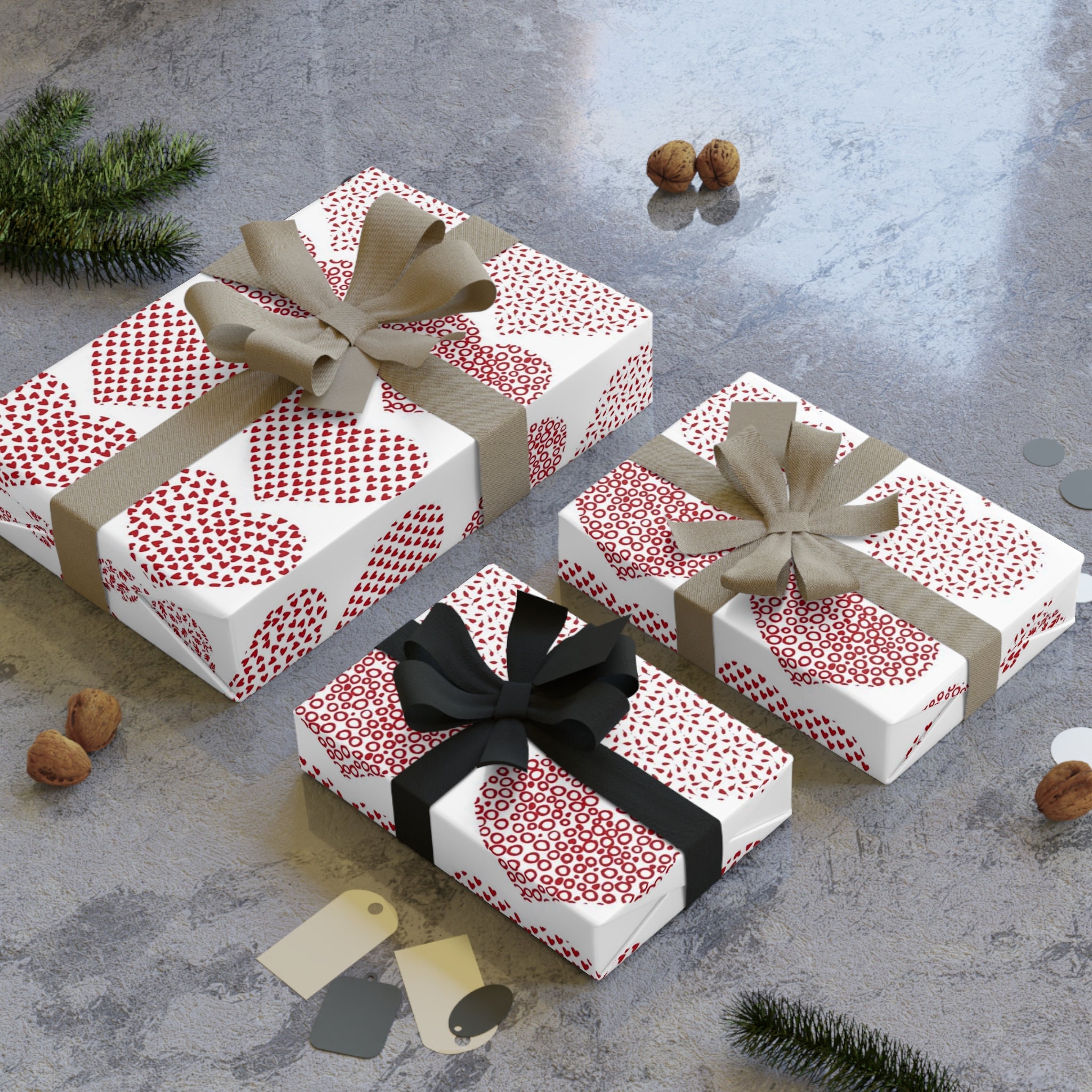 Printable Red Love Hearts Wrapping Paper | Digital Wrapping Sheet ...