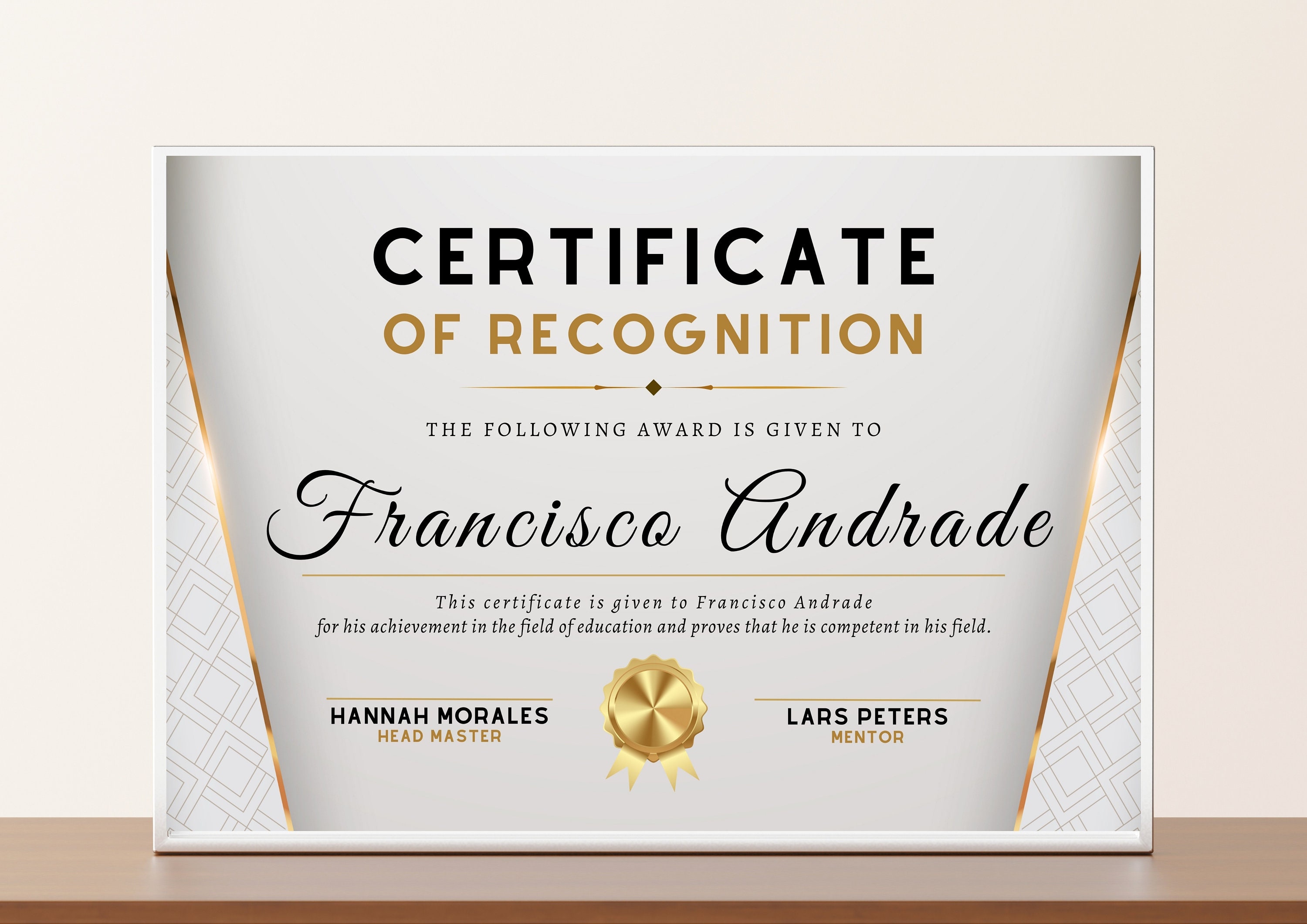 Editable Certificate of Recognition Template, Recognition Certificate ...