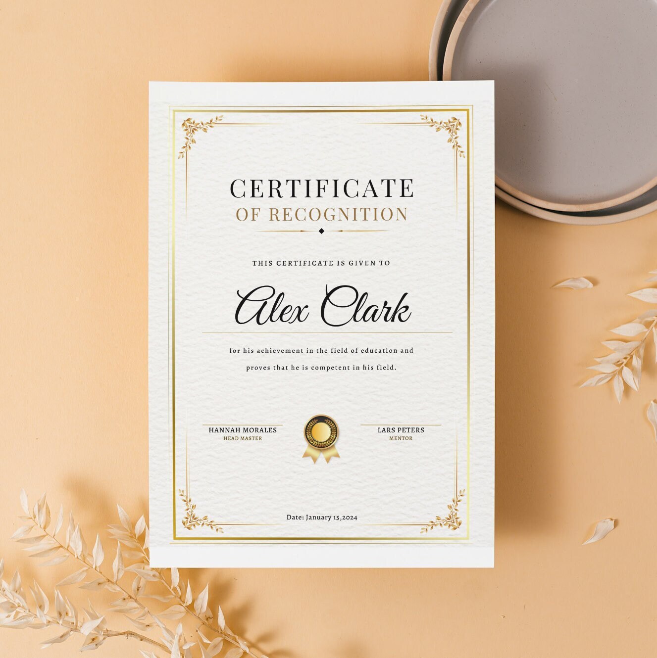 Editable Certificate of Recognition Template Personalized & Printable ...