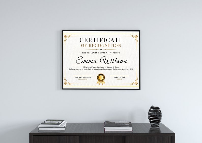 Editable Certificate of Recognition Template - Personalized ...