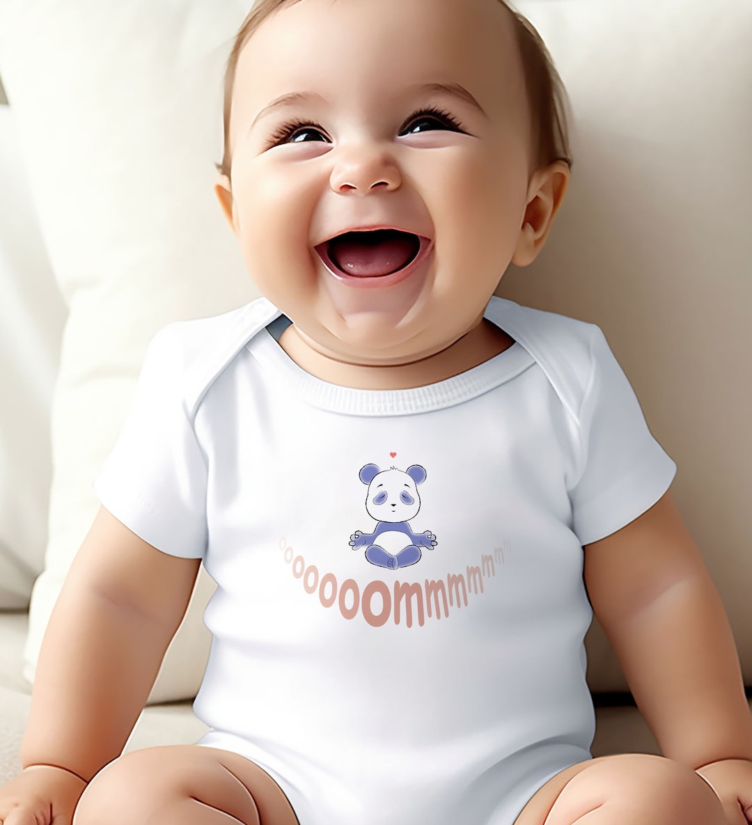 OM Baby Yogi Baby Panda Gerber Onesie® / Cute Bear Cartoon Illustration ...