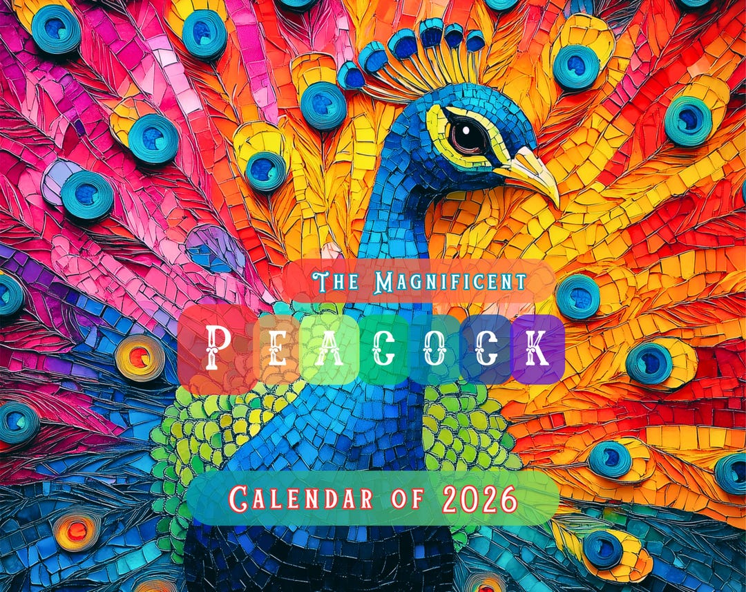 Peacock Calendar 2026, Regal Plumage & Vibrant Hues (11x8.5”) - Etsy