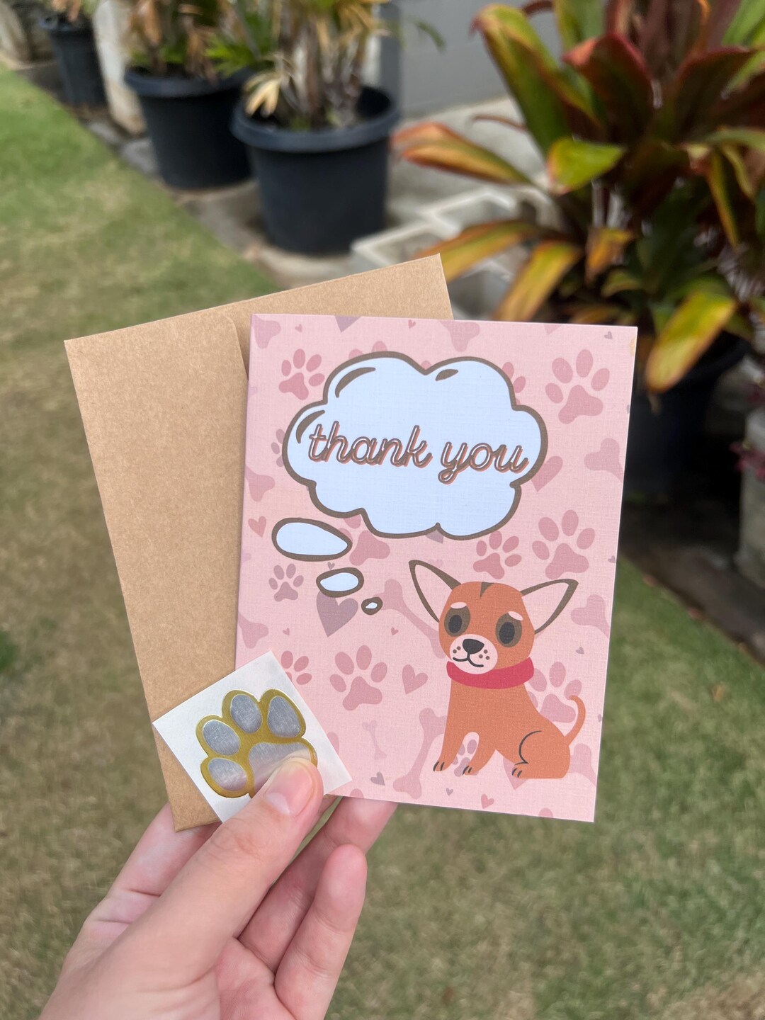 Cute Puppy Dog Thank You Card | Chihuahua Mixed Dog Gratitude Card for ...