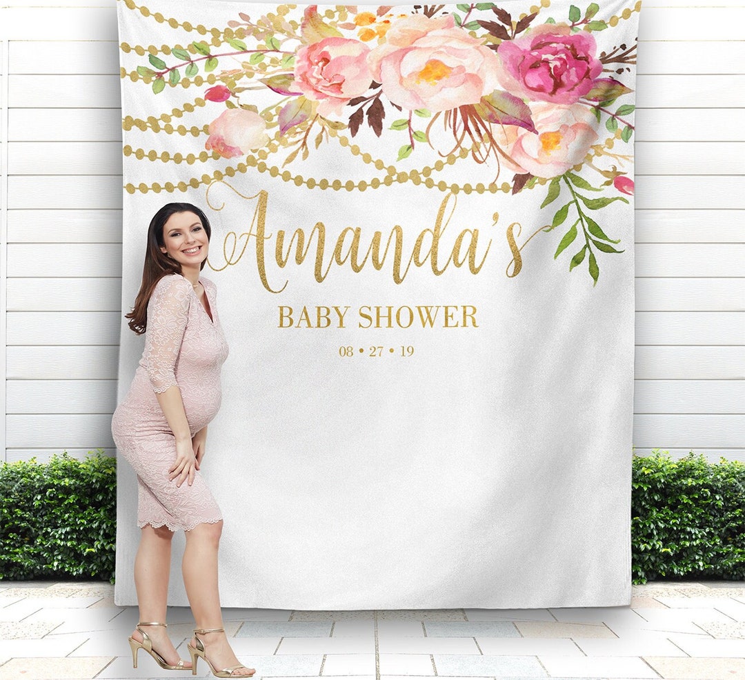 Baby Shower Backdrop Floral, Birthday Party Backdrop, Blush Flowers ...