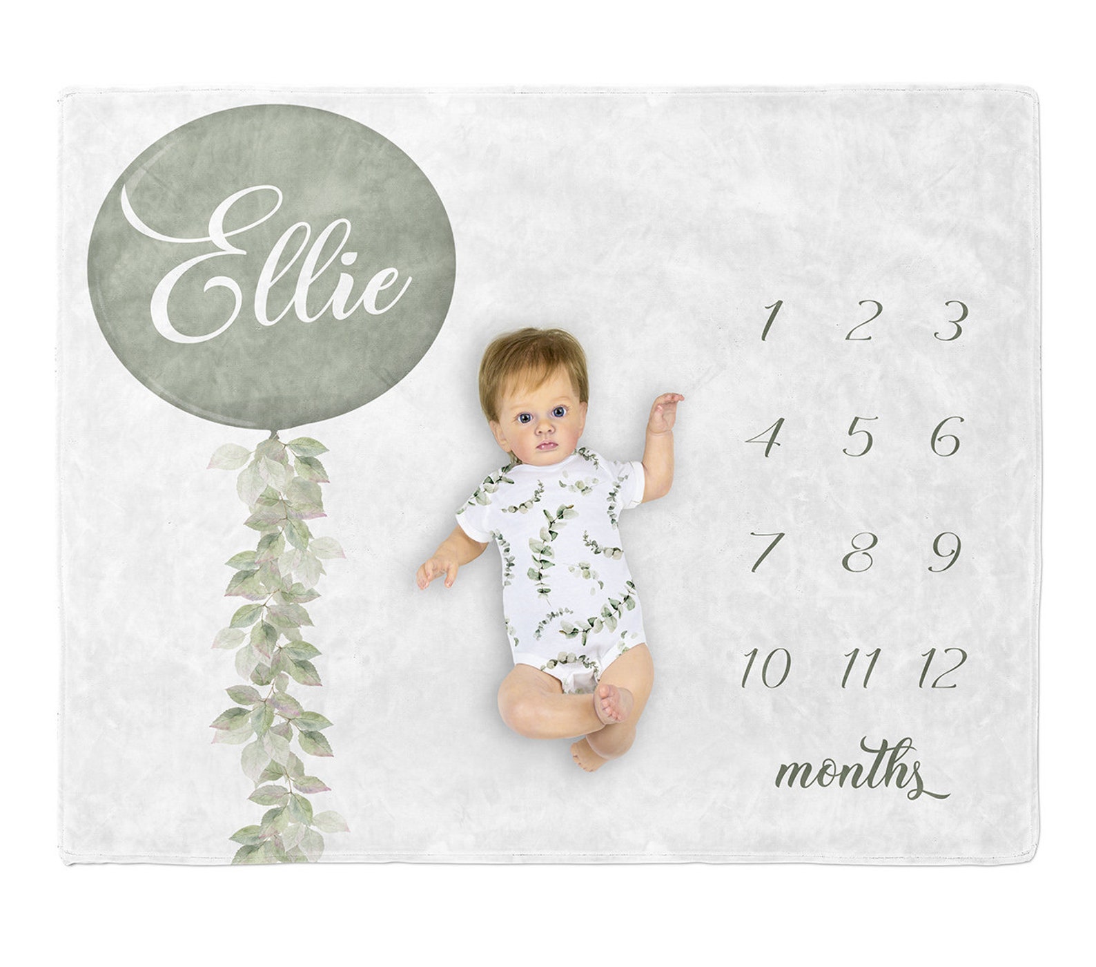 Personalized Milestone Blanket Balloons, Month Baby Blanket, Monthly ...
