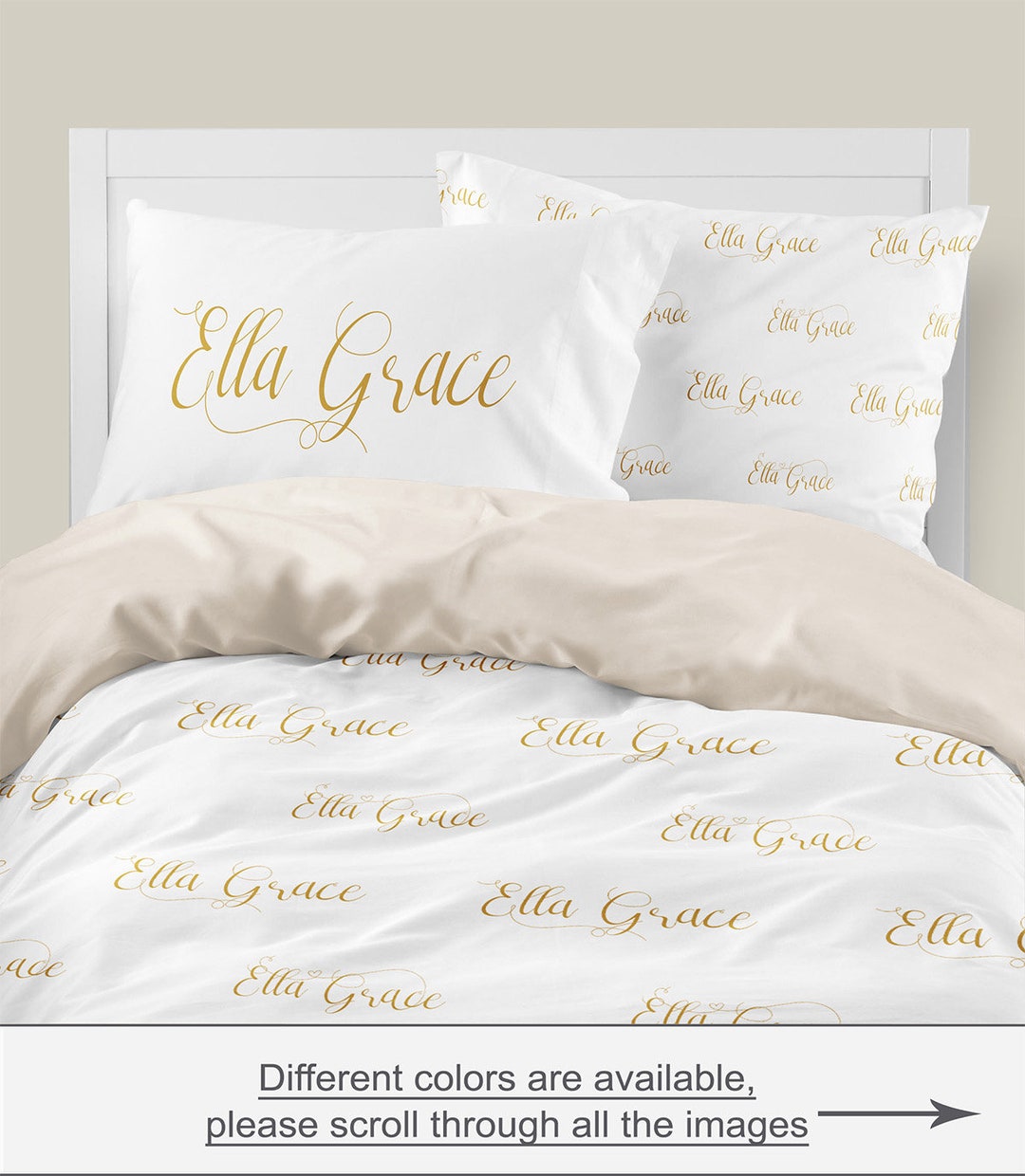 Personalized White Duvet Cover Queen Set, Custom Bedding Set, Twin Xl ...