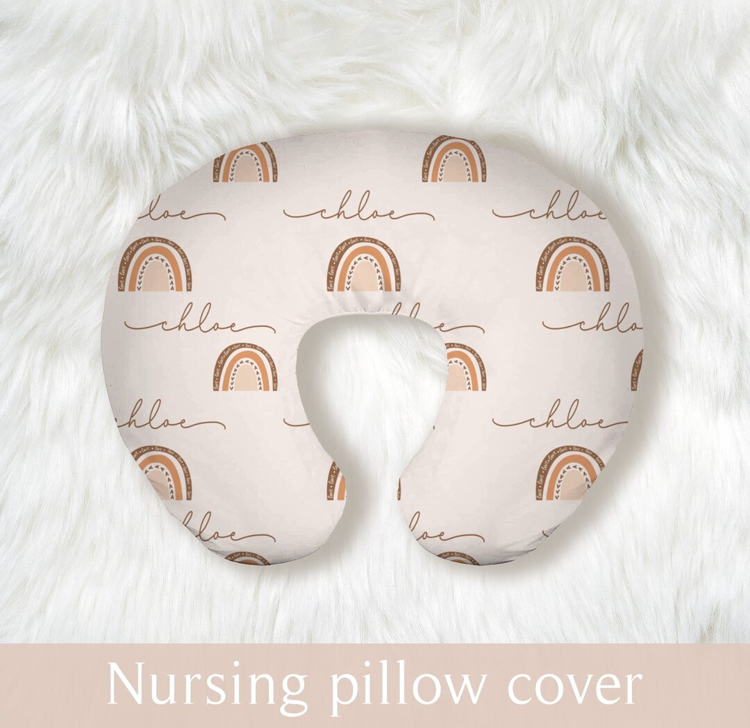 Modern Boho Rainbow Personalized Nursing Pillow Cover Girl, Boppy ...