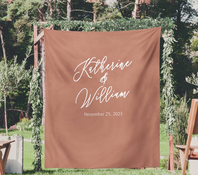 Personalized Wedding Backdrop, Calligraphy Wedding Backdrop, Fabric ...