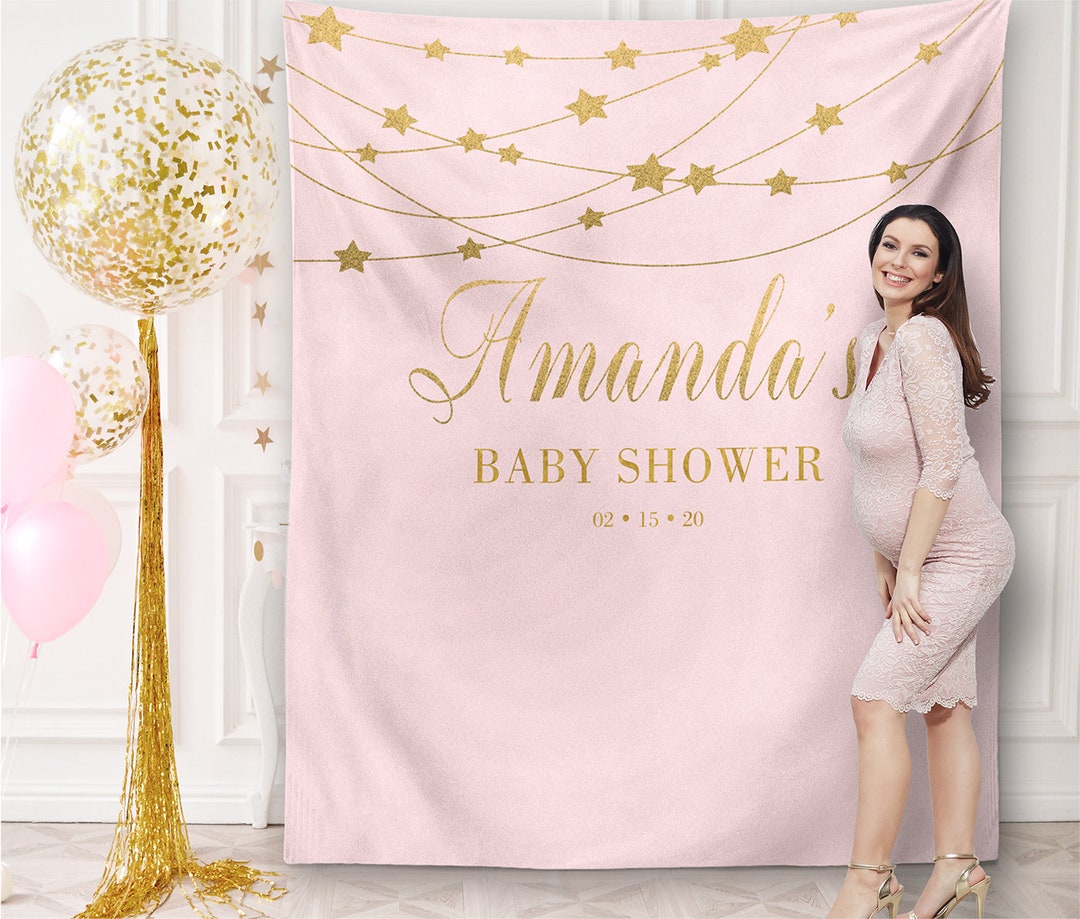 Baby Shower Backdrop Gold Stars, Birthday Party Backdrop, Photo Custom ...