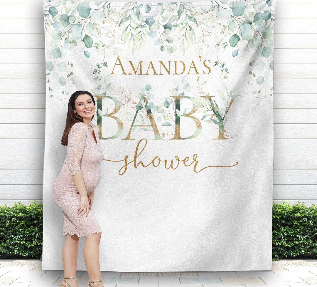 Greenery Eucalyptus Baby Shower Backdrop, Green Leaves, Botanical Leaf ...