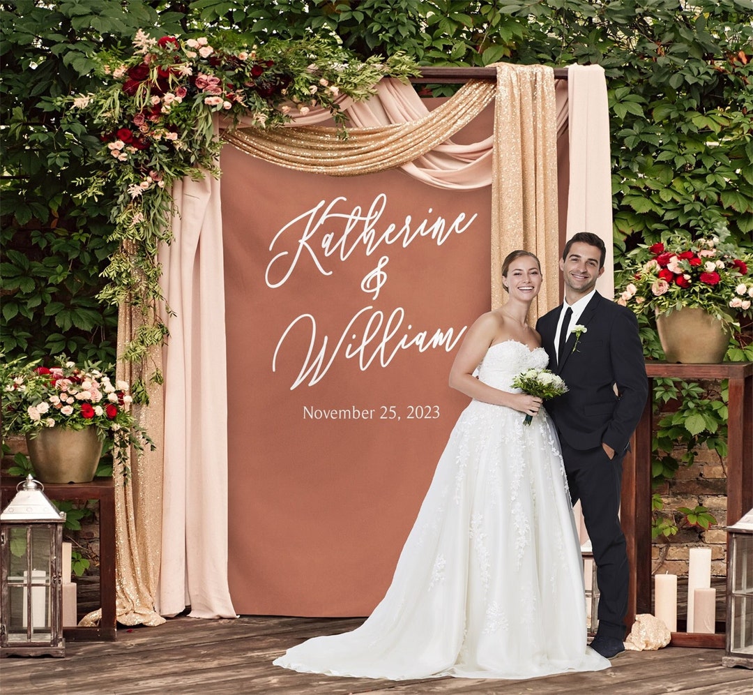 Personalized Wedding Backdrop, Calligraphy Wedding Backdrop, Fabric ...