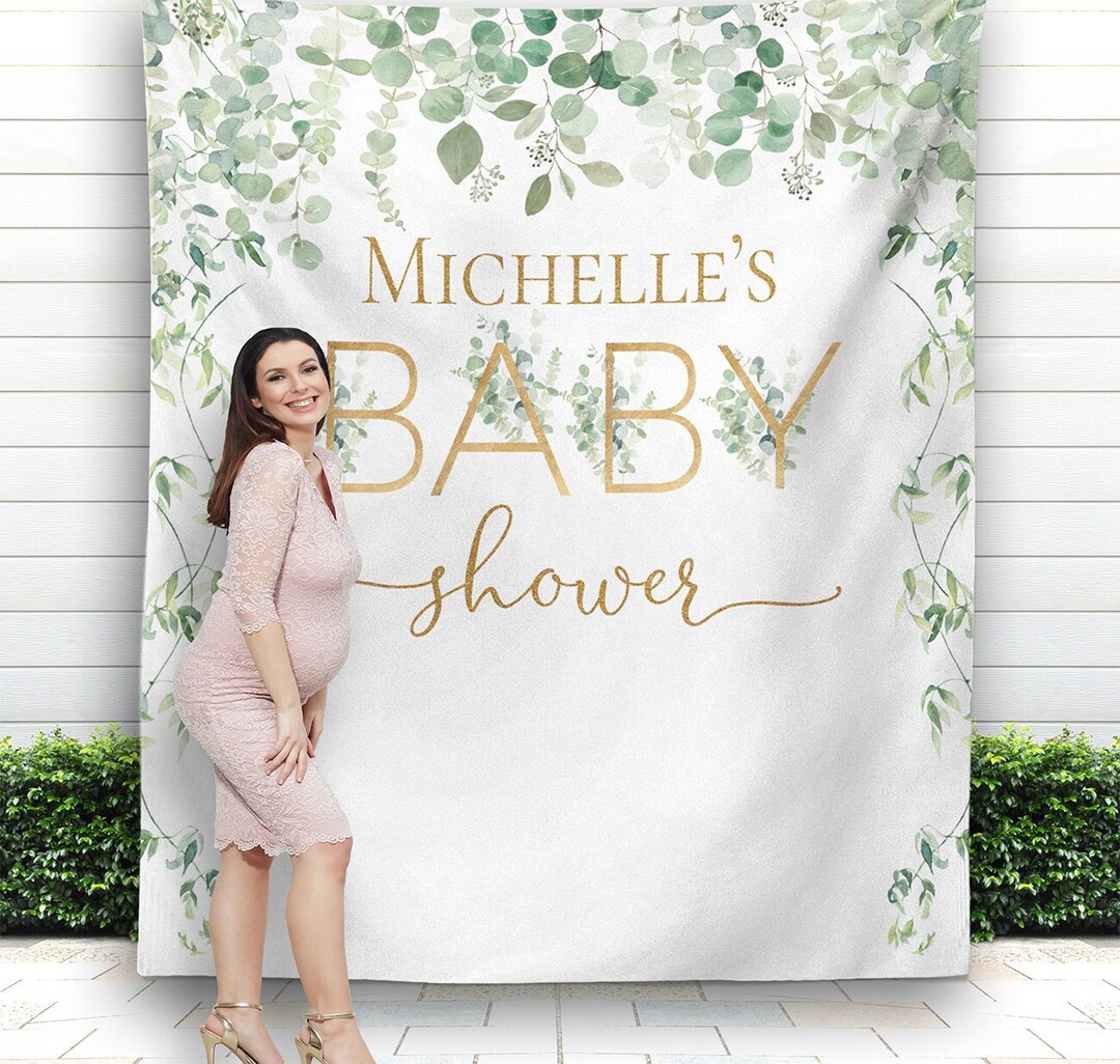 Greenery Eucalyptus Baby Shower Backdrop, Green Leaves, Botanical Leaf ...