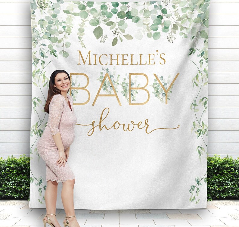 Greenery Eucalyptus Baby Shower Backdrop, Green Leaves, Botanical Leaf ...