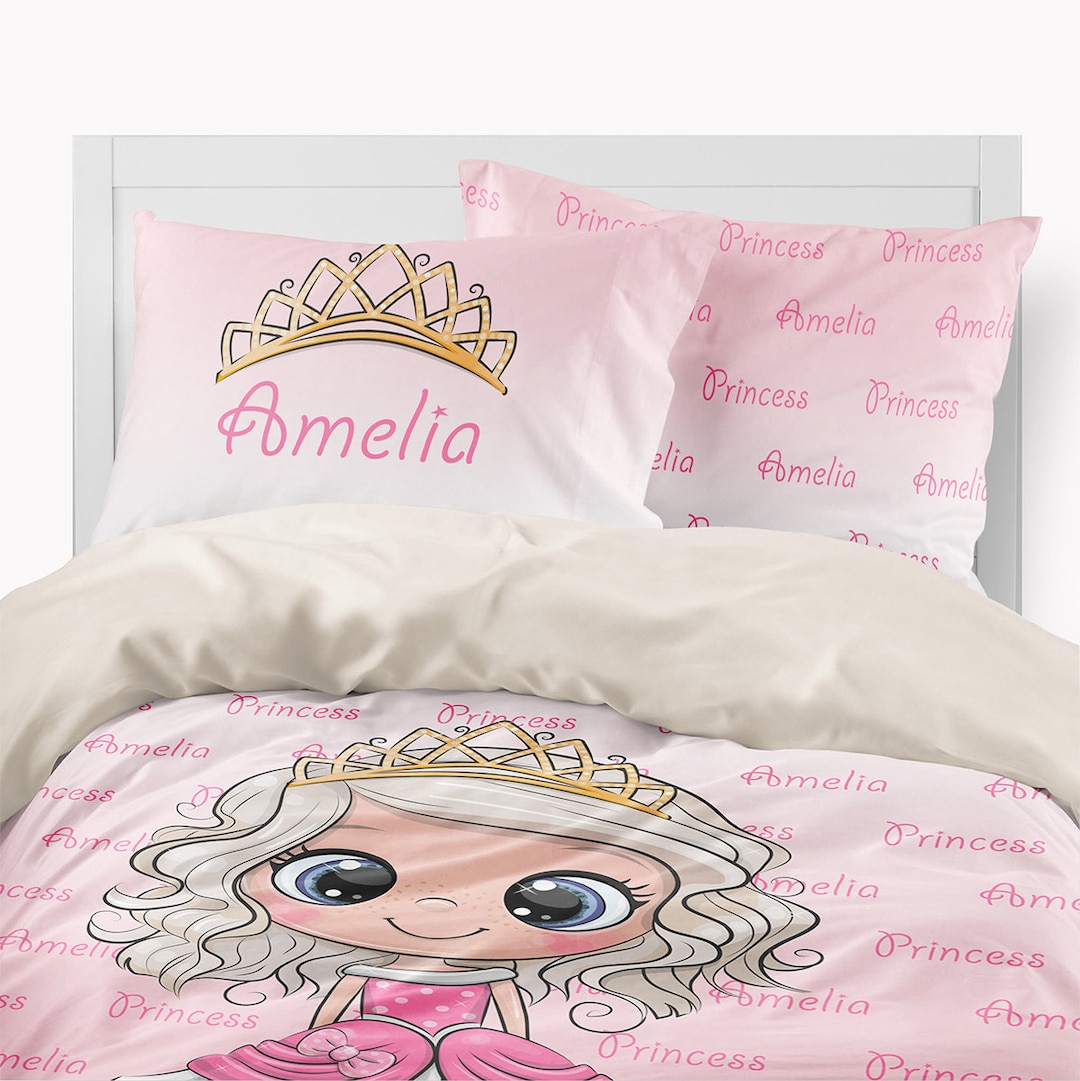 Princess Crown Personalized Duvet Cover Queen Set Kids Girls Room ...