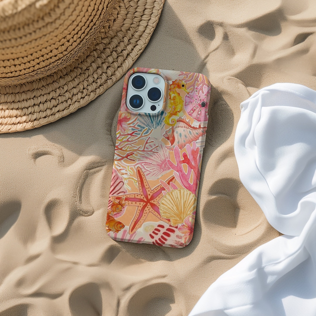 Coral Collage Themed Phone Case Pink Ocean Case iPhone 15 14 13 12 11 ...