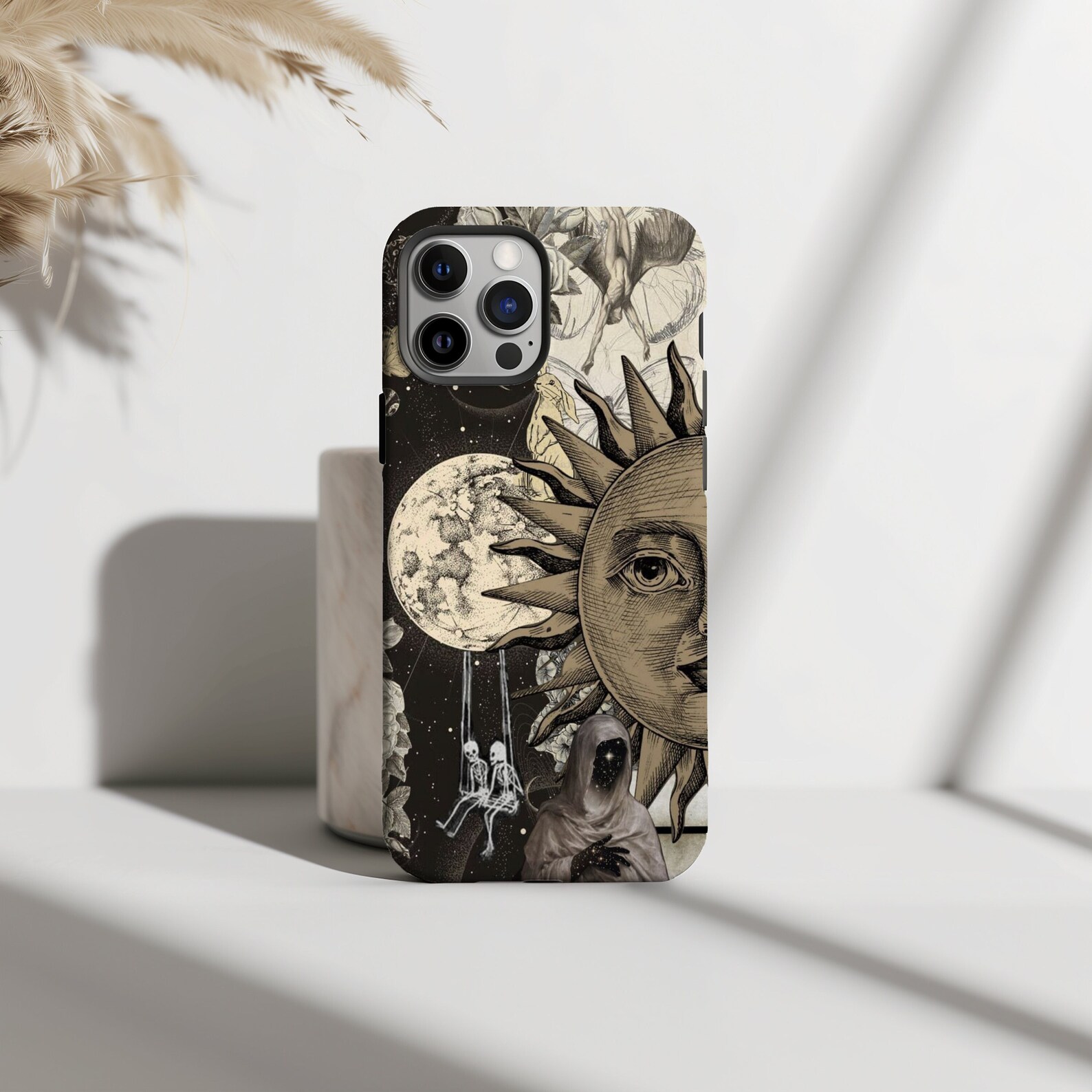 Vintage Goth Collage Phone Case Dark Coquette Sun and Moon iPhone 15 14 ...
