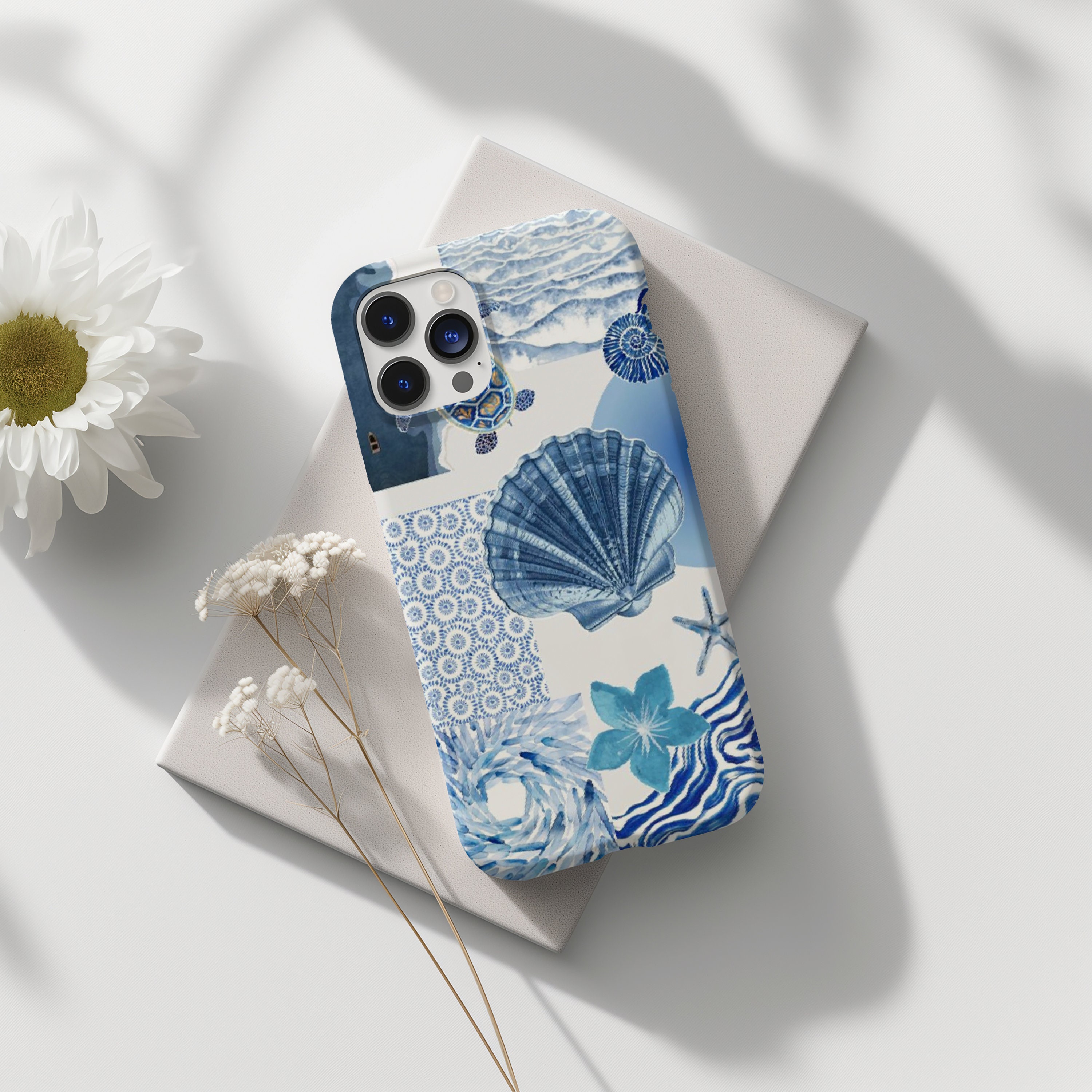 Blue Seashell Phone Case Watercolor, Ocean Aesthetic, Soft Girl Era ...