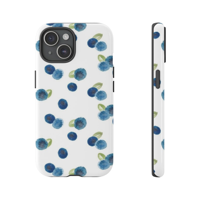 Kawaii Blueberry Phone Case Summer Watercolor Berry Collage iPhone 15 ...