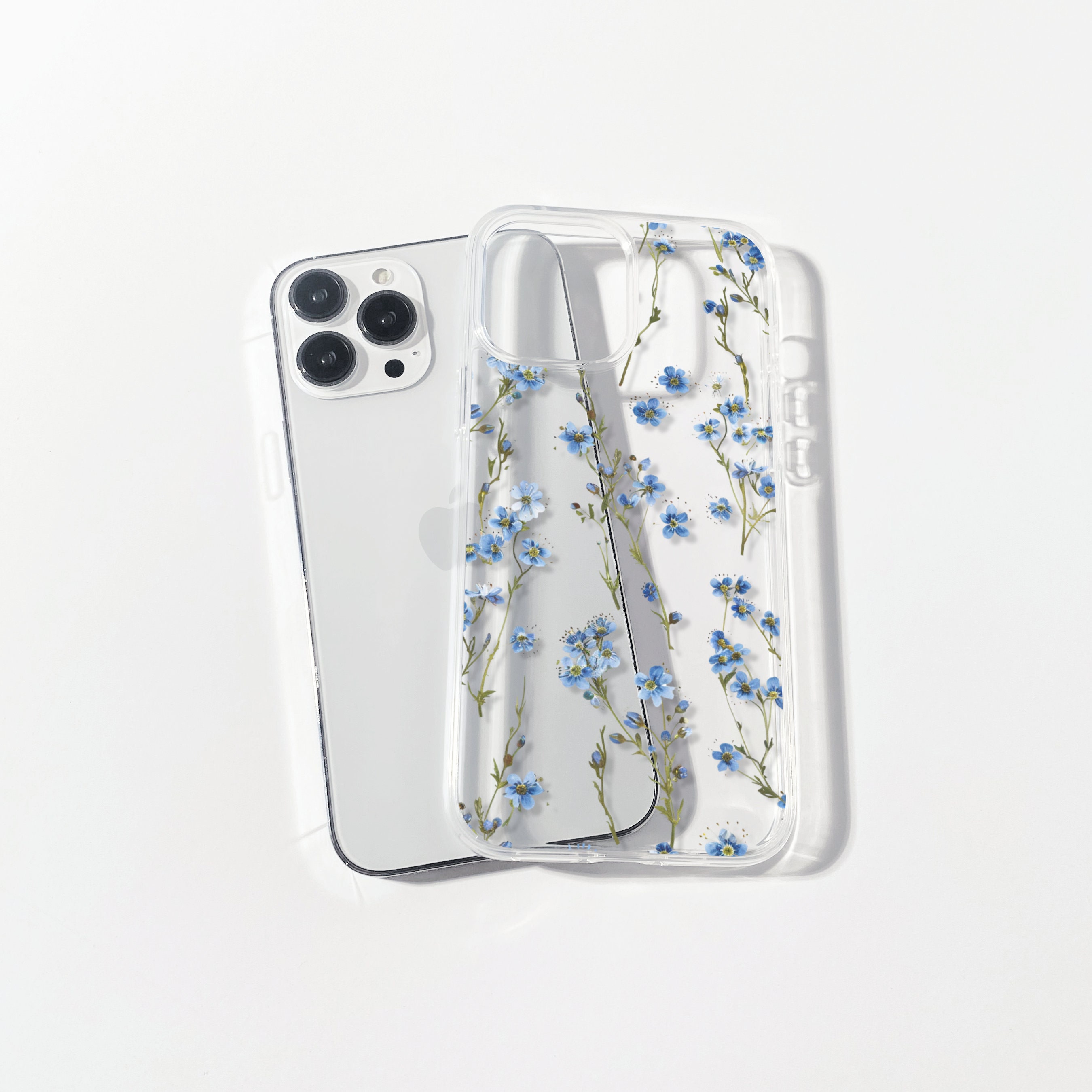 Pressed Flower Phone Case Blue Flower Phone Case Pressed Flower Print ...