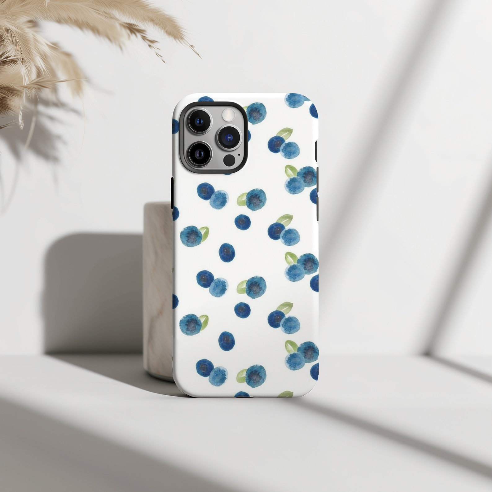 Kawaii Blueberry Phone Case Summer Watercolor Berry Collage iPhone 15 ...