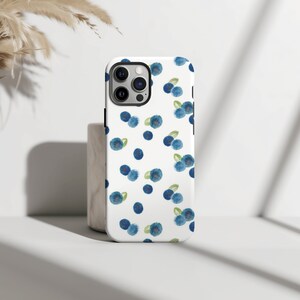 Kawaii Blueberry Phone Case Summer Watercolor Berry Collage iPhone 15 ...