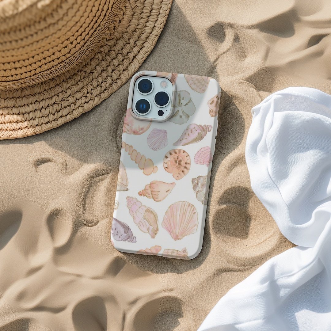 Watercolor Seashell Collage Phone Case Beachy Summer Time iPhone 16 15 ...