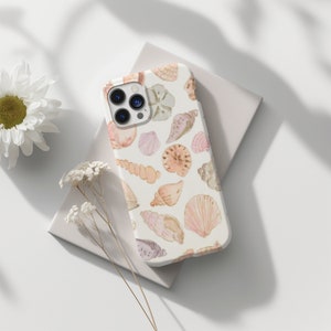 Watercolor Seashell Collage Phone Case Beachy Summer Time iPhone 16 15 ...