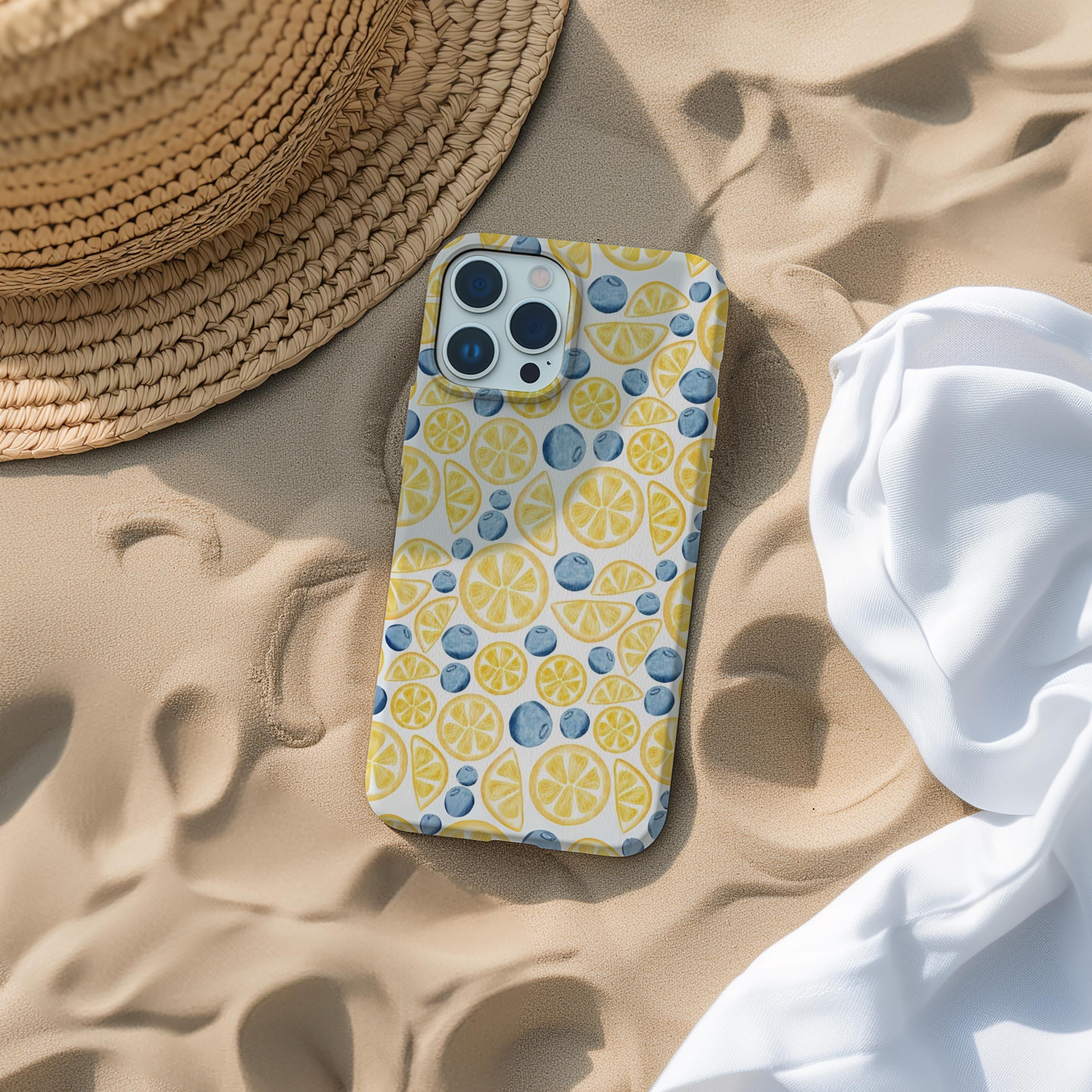 Watercolor Summer Lemon Blueberry Phone Case Fruit Lover Girl iPhone 16 ...